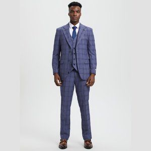 Stacy Adams | Suits & Blazers | Stacy Adams Windowed Plaid 3pc Mens ...
